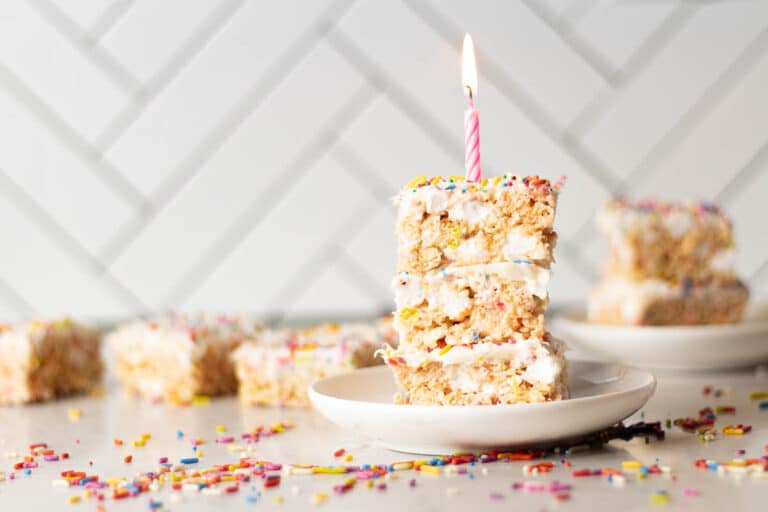 Birthday Rice Krispie Treats - Cake Batter Recipe - Chenée Today