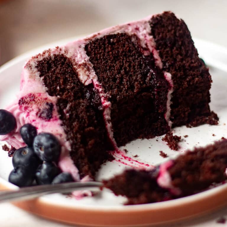 Chocolate Blueberry Cake Recipe with Easy Frosting - Chenée Today