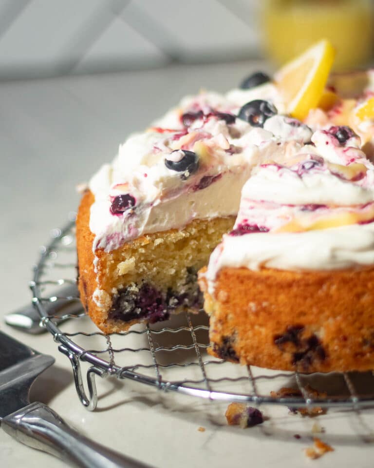 Lemon Blueberry Mascarpone Cake with Frosting Recipe - Chenée Today
